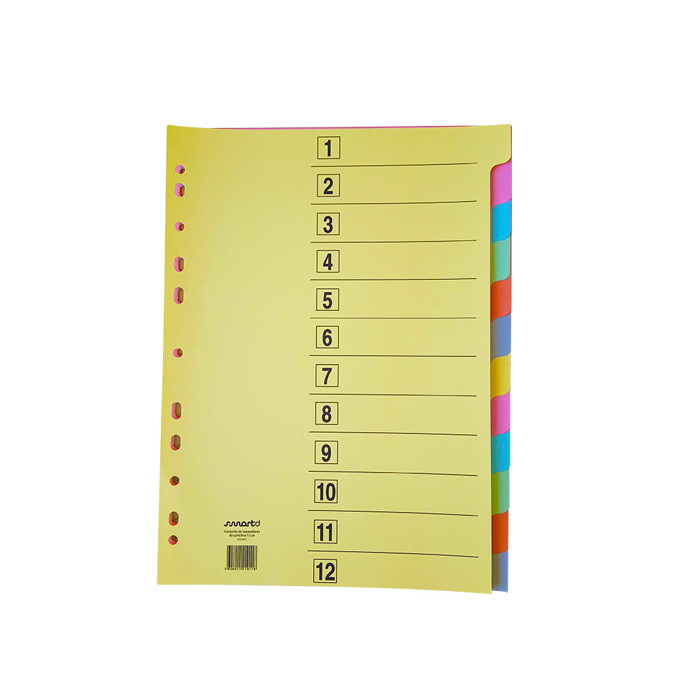 Separadores A4 Cartolina 12 posições – OfficeSolutions